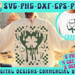 Groovy Shamrock SVG PNG, Groovy Heart Svg Groovy St Patricks Day ...