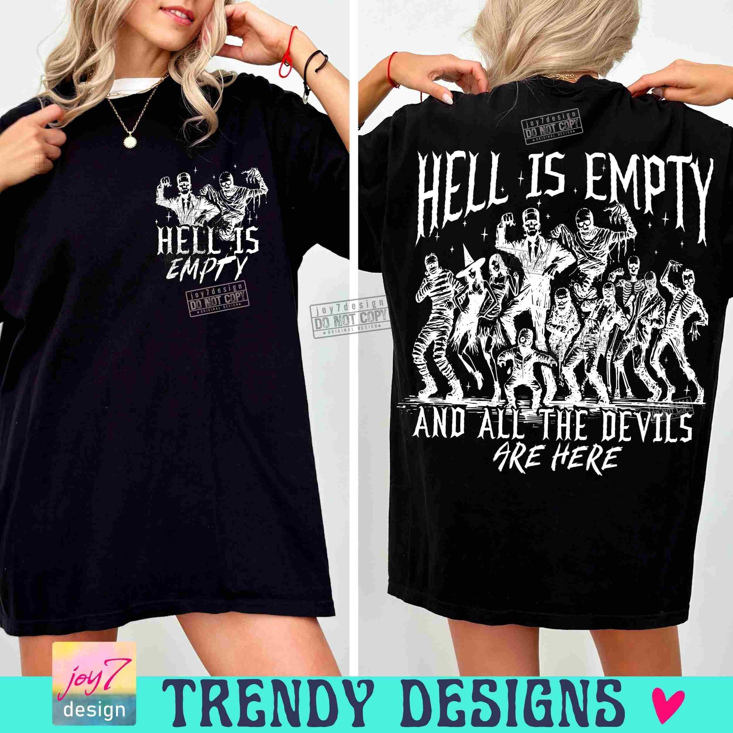 Hell is Empty Funny Halloween PNG Retro Halloween Vintage Design Png ...