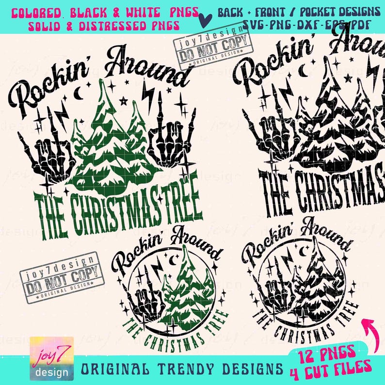 Rockin' Around the Christmas Tree PNG SVG Pine Trees Trendy Christmas ...