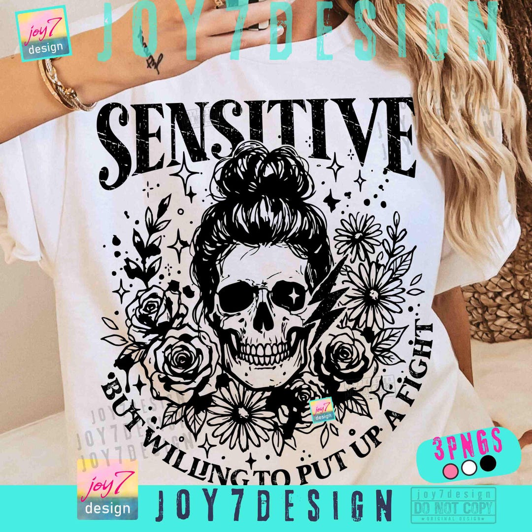 Sensitive Snarky Floral Skull PNG Sarcastic Skeleton Design Adult Humor ...