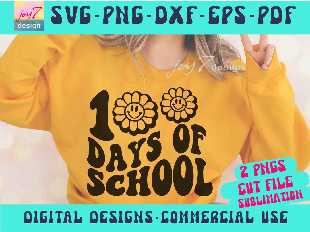 100 Days of School SVG PNG, 100 Days Svg, Retro Png, Retro Teacher ...