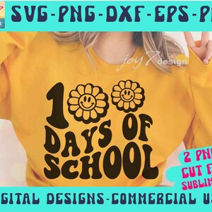 100 Days of School SVG PNG, 100 Days Svg, Retro Png, Retro Teacher ...