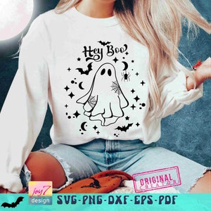 Retro Ghost SVG PNG Spooky Ghost Pvg Hey Boo Svg Cute Ghost Svg Fall ...