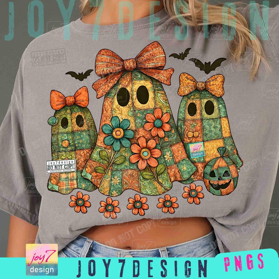 Coquette Ghosts Cute Fall Halloween PNG Cute Ghost Floral Fall Shirt ...