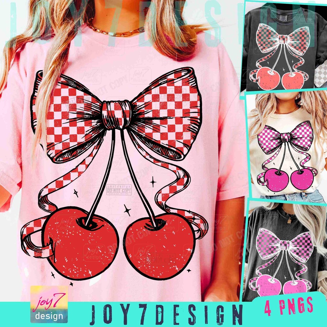 Coquette Cherry PNG Preppy Retro Checkers Coquette Cherries Boho Png ...