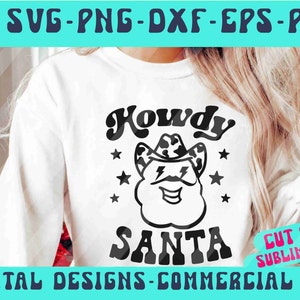 Cowboy Santa Svg Christmas SVG PNG DXF Eps Pdf, Cow Print Hat Svg ...
