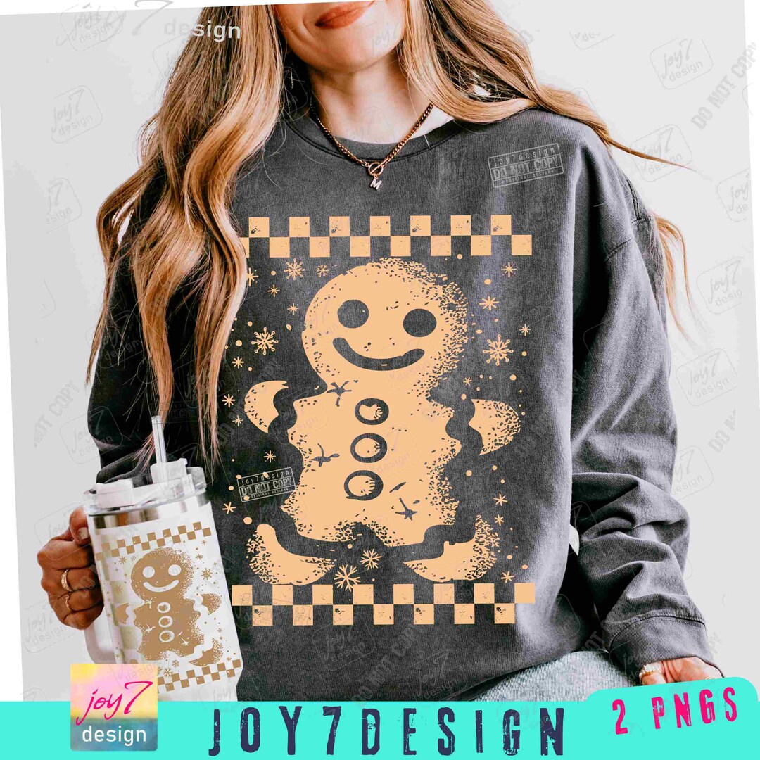 Retro Checkered Gingerbread Man PNG Holiday Season Png Gingerbread Png ...