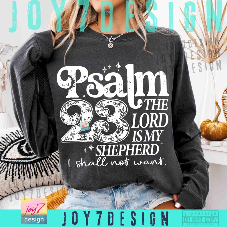 Psalm 23 the Lord is My Shepherd Bible Verse PNG Floral Faith Design ...