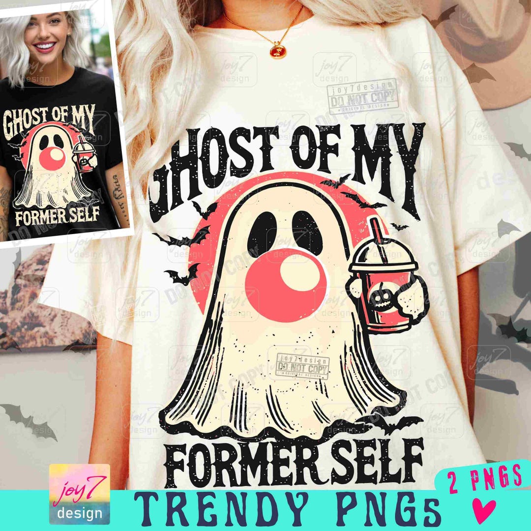 Ghost of My Former Self Ghost Blowing Bubble PNG Retro Halloween Png ...