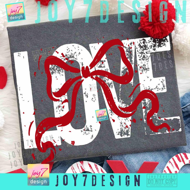Love Bow PNG Coquette Valentine Distressed Preppy ORIGINAL Design ...