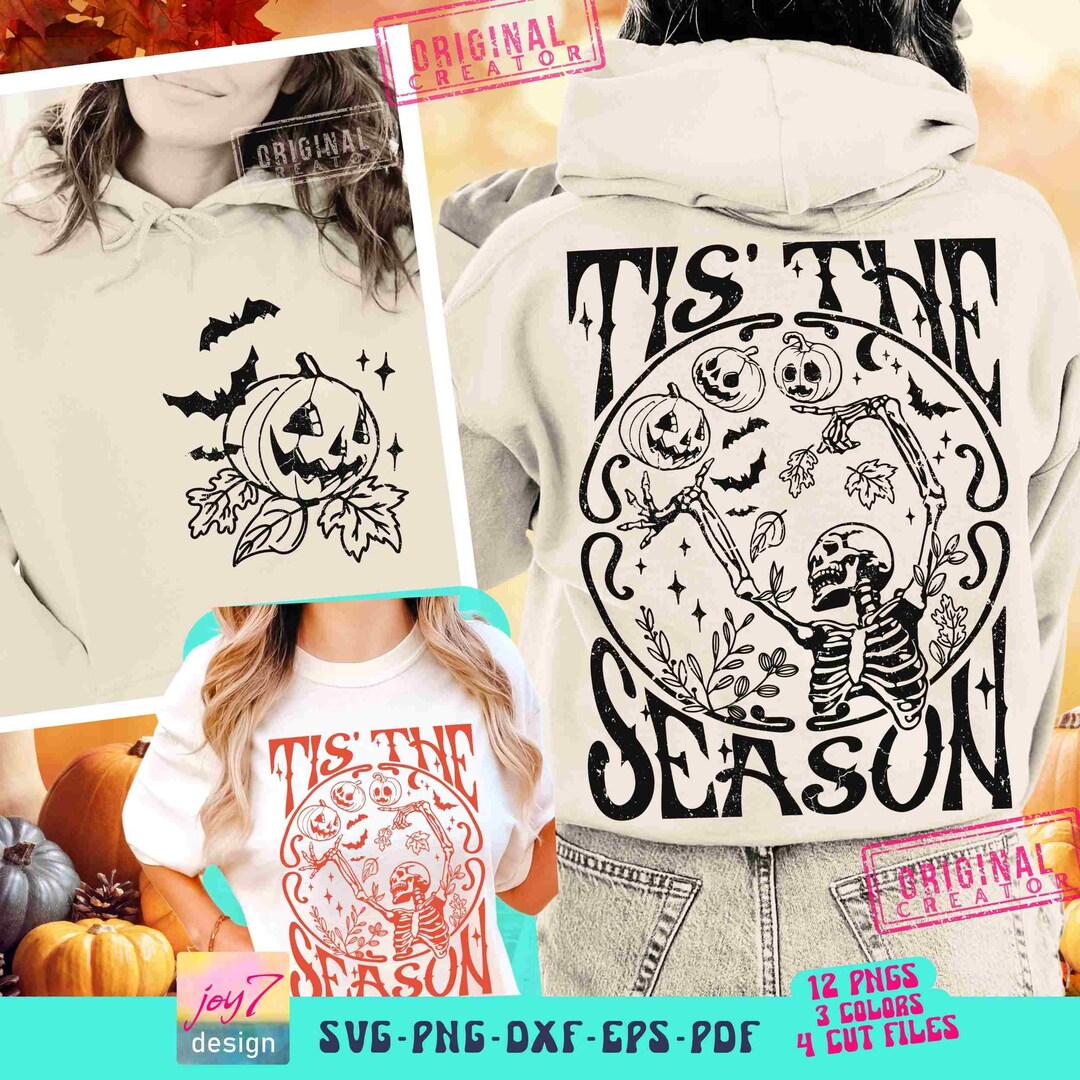 Funny Fall Skeleton PNG SVG Tis the Season Scary Halloween Pumpkin Svg ...