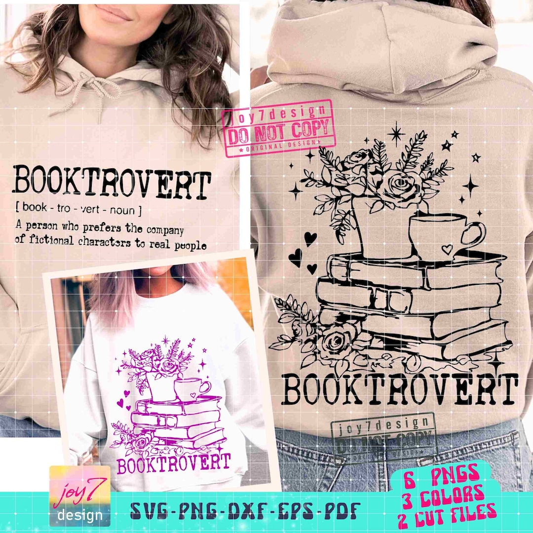 Booktrovert Definition SVG PNG Floral Book Lover Svg Reading Svg Book ...