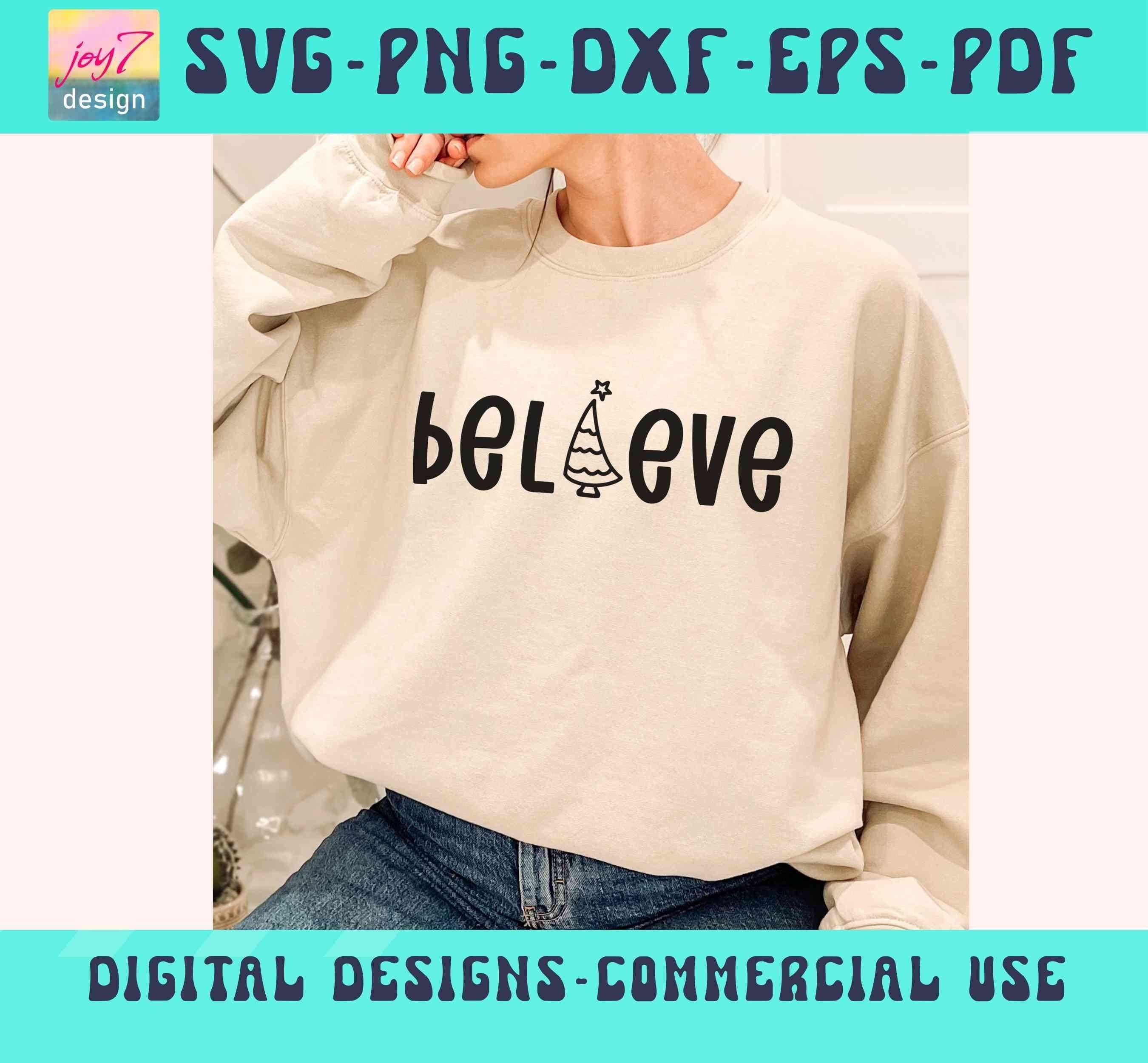 Believe Christmas Tree SVG Laser Cut Files Christmas SVG PNG Cute ...
