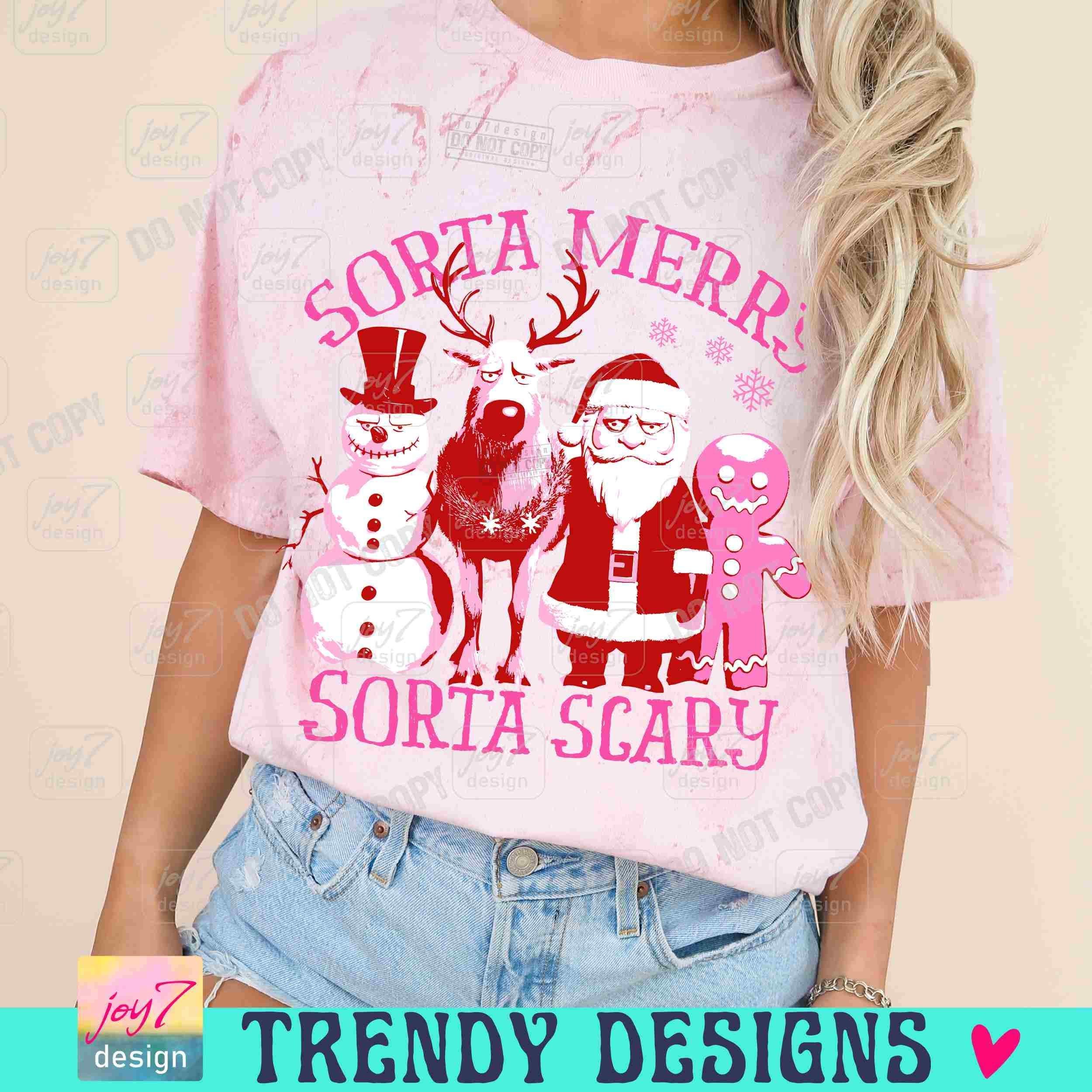 Sorta Merry Sorta Scary PNG Funny Christmas Santa Gingerbread Raindeer ...