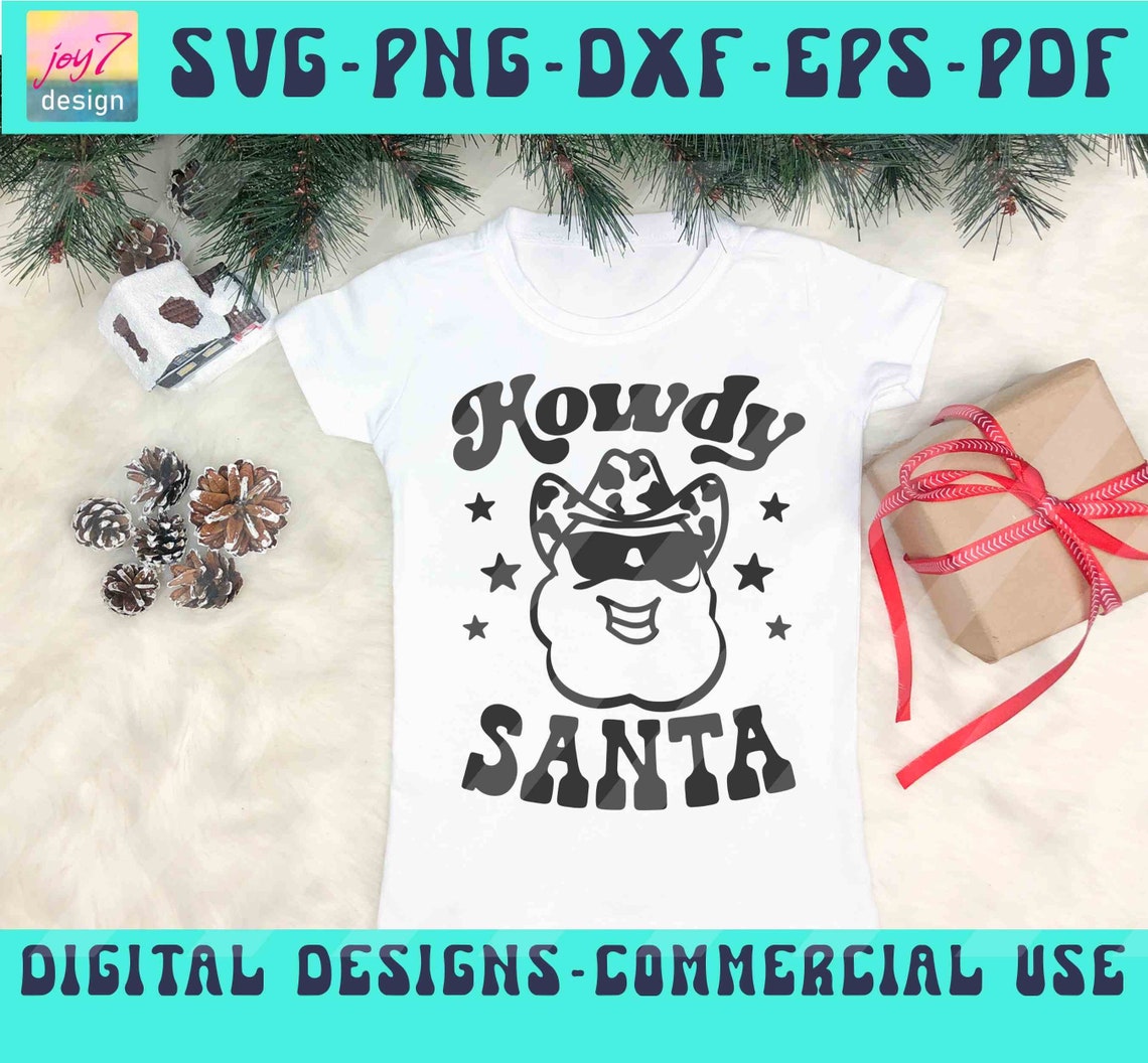 Cowboy Santa Svg Christmas SVG PNG DXF Eps Pdf Cow Print Hat - Etsy Ireland