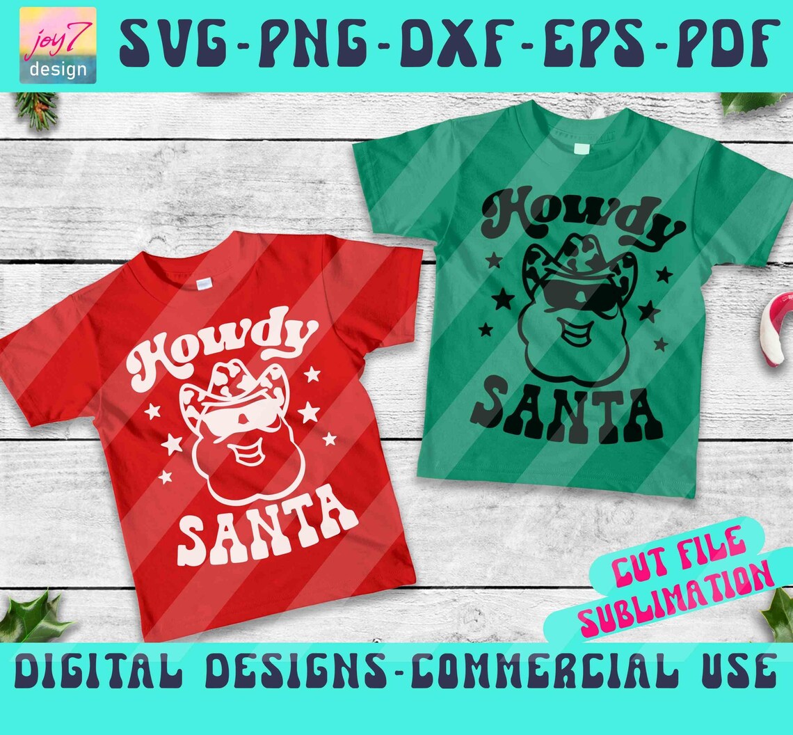 Cowboy Santa Svg Christmas SVG PNG DXF Eps Pdf Cow Print Hat - Etsy Ireland