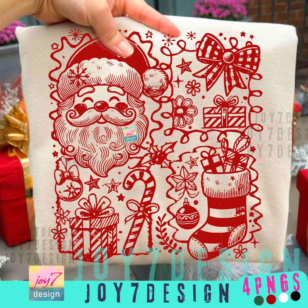 Christmas Girly Santa PNG Coquette Bow Trendy Christmas Sweater Design ...