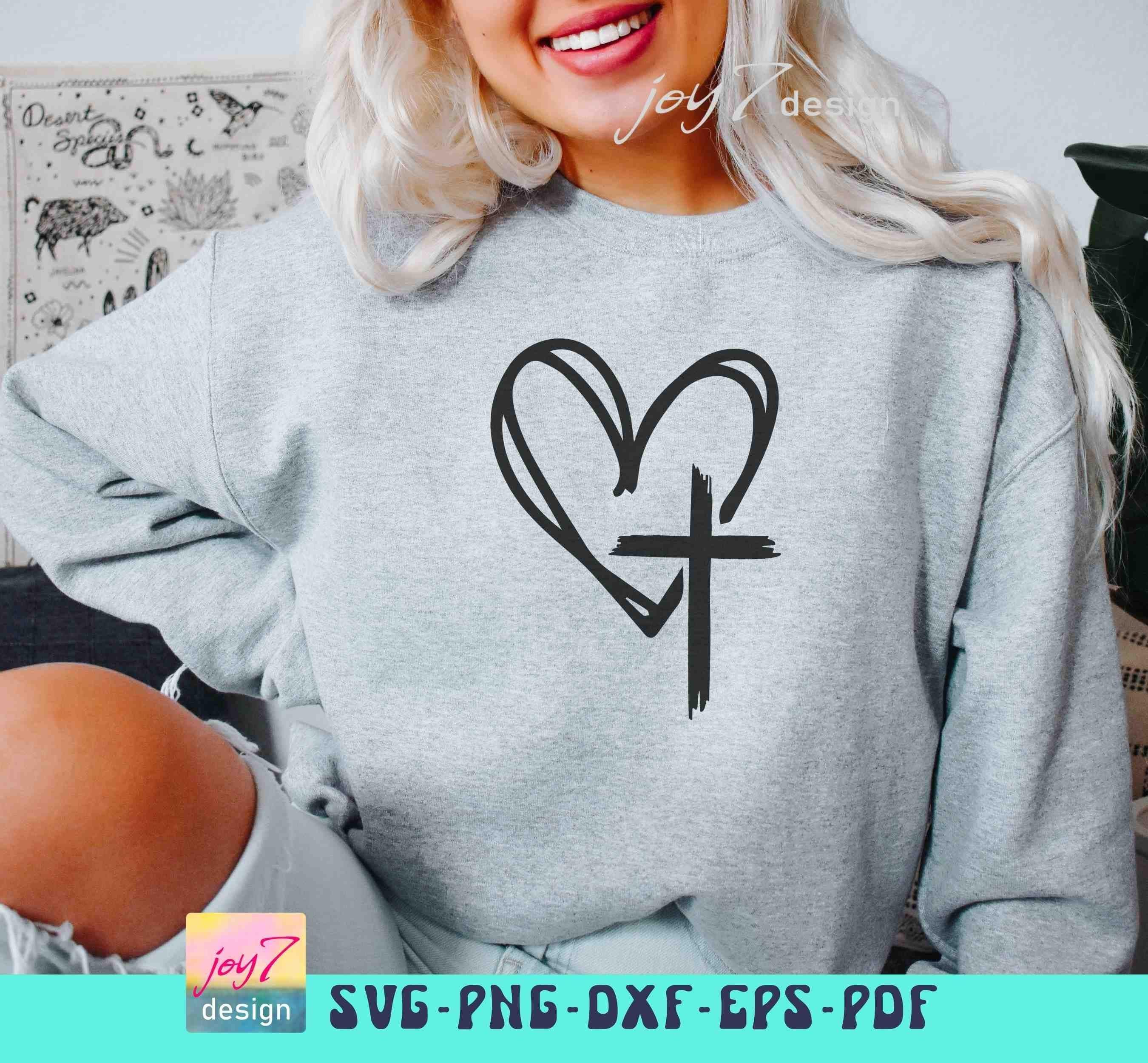 Cross in Heart SVG PNG Heart Cross Svg, Heart Cross Png, Christian ...