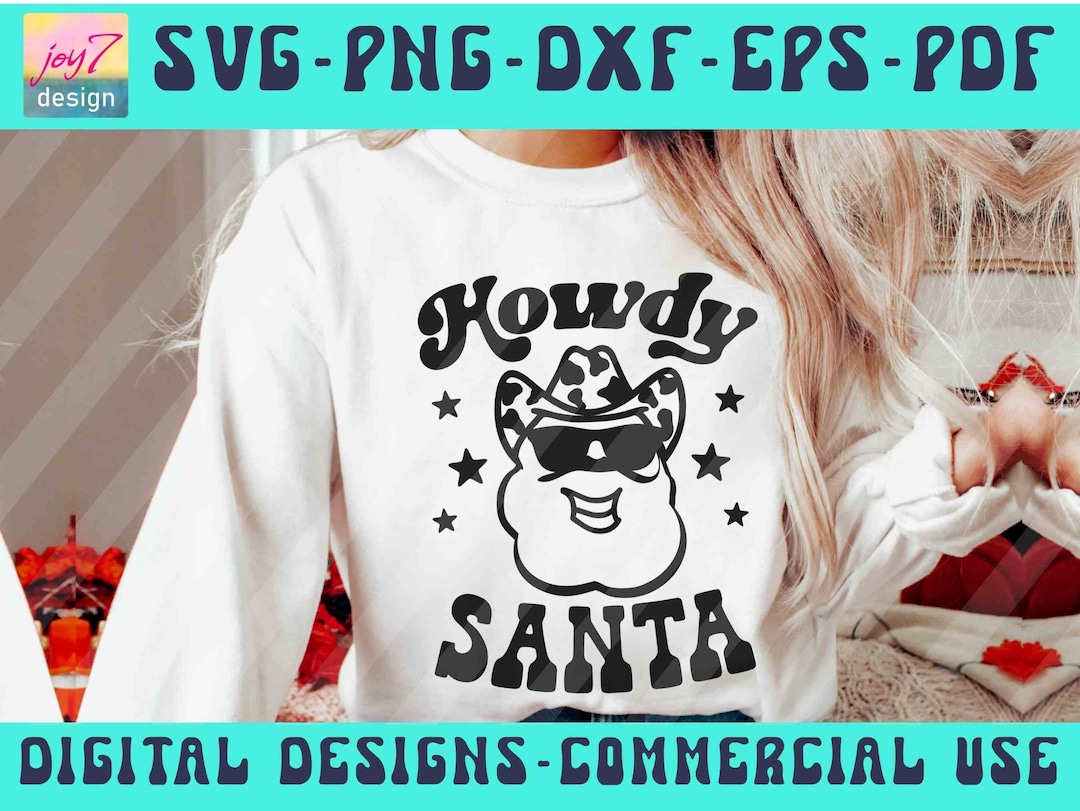Cowboy Santa Svg Christmas SVG PNG DXF Eps Pdf, Cow Print Hat Svg ...