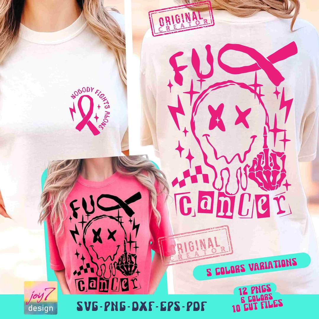 Cancer Shirt SVG PNG F*ck Cancer Positive Affirmation Cancer Ribbon ...