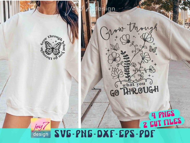 Boho Positivity Quote Grow Through SVG PNG Boho Floral Wildflower ...