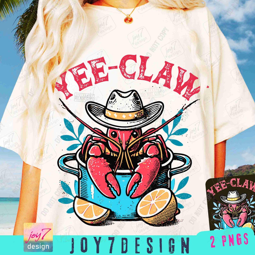 Funny Crawfish Yee Claw Western PNG Retro Crawfish Western Fisherman ...
