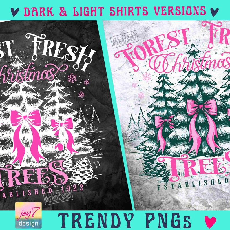 Forest Fresh Christmas Trees PNG Pink Christmas Coquette Bow Trendy ...