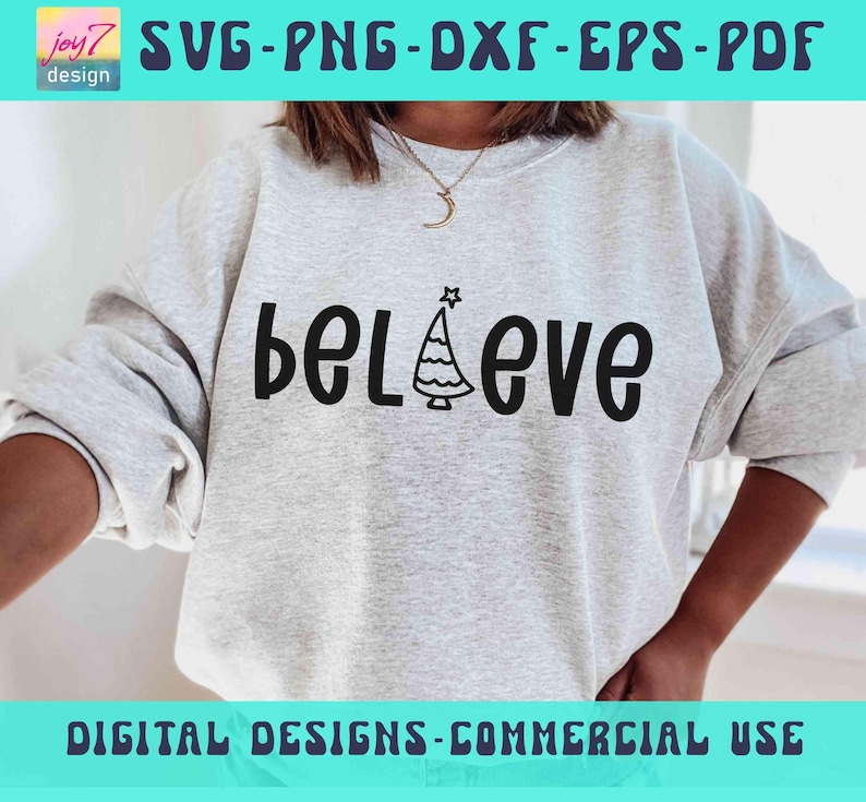 Believe Christmas Tree SVG Laser Cut Files Christmas SVG PNG Cute ...