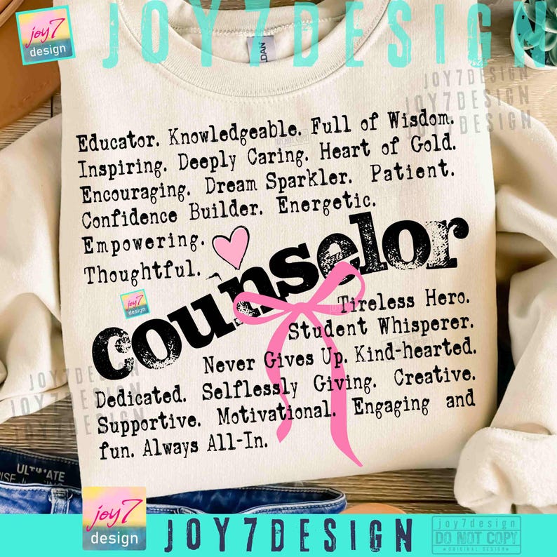 Counselor Words PNG Coquette Bow School Appreciation Retro ORIGINAL ...