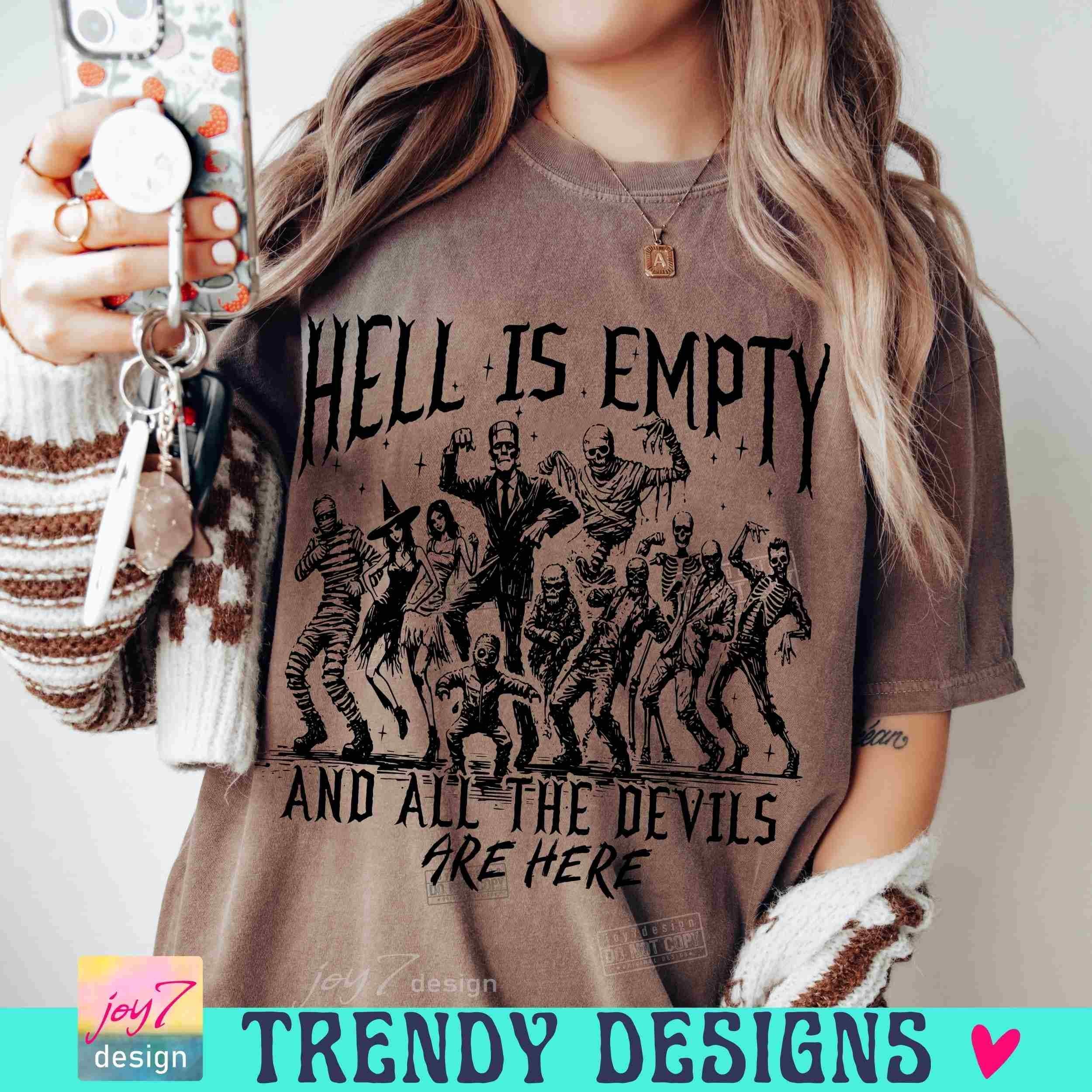Hell is Empty Funny Halloween PNG Retro Halloween Vintage Design Png ...
