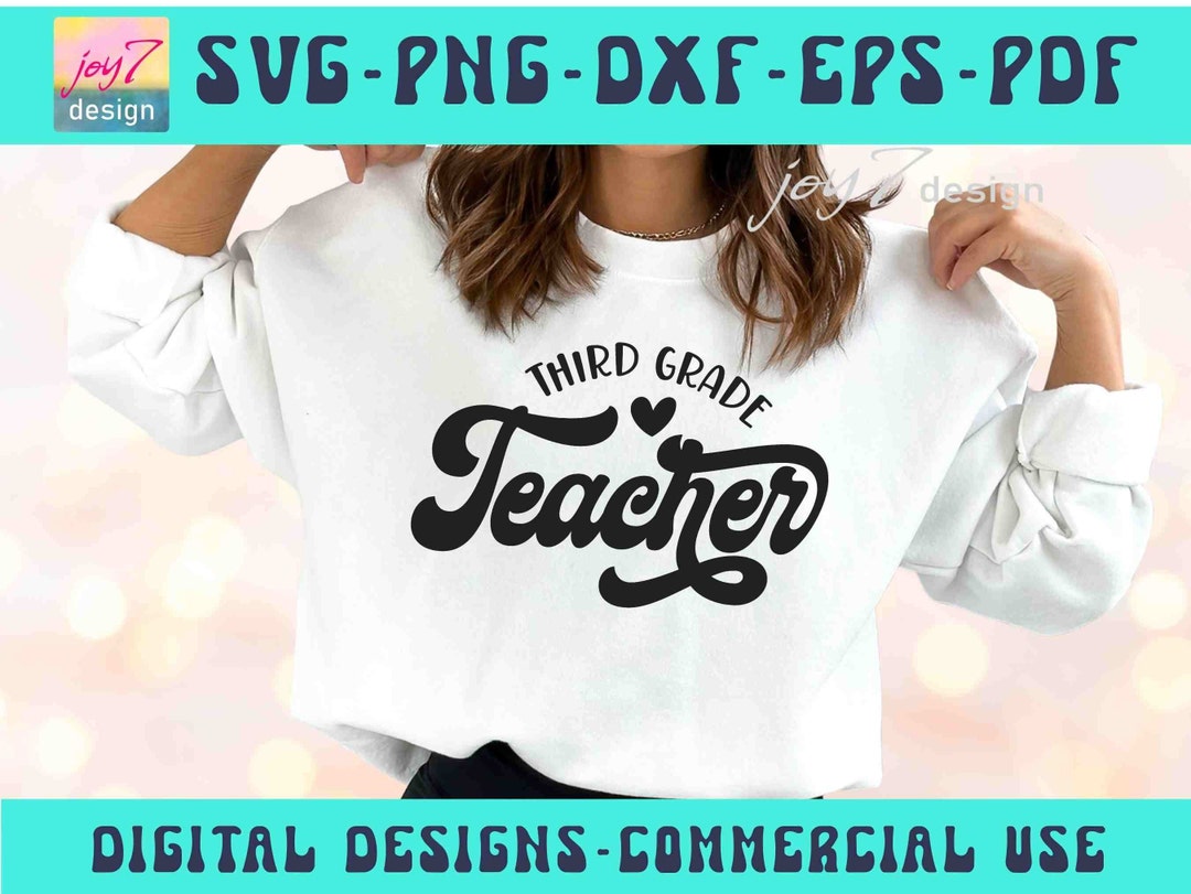 Third Grade Teacher SVG PNG, Third Grade Svg, Teacher Svg, Teacher Gift ...
