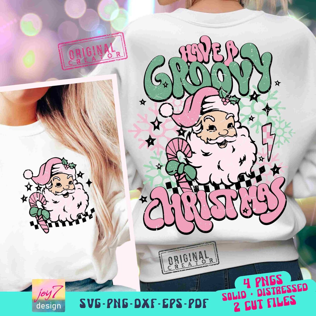 Groovy Christmas SVG PNG Retro Santa Claus Png Pink Christmas Vibes ...