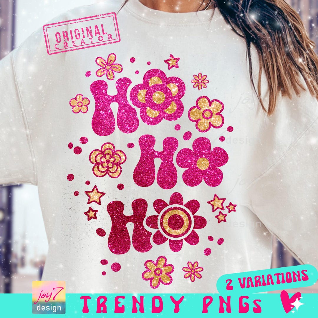 Ho Ho Ho PNG Glitter Christmas Png Retro Christmas Season Png Pink ...