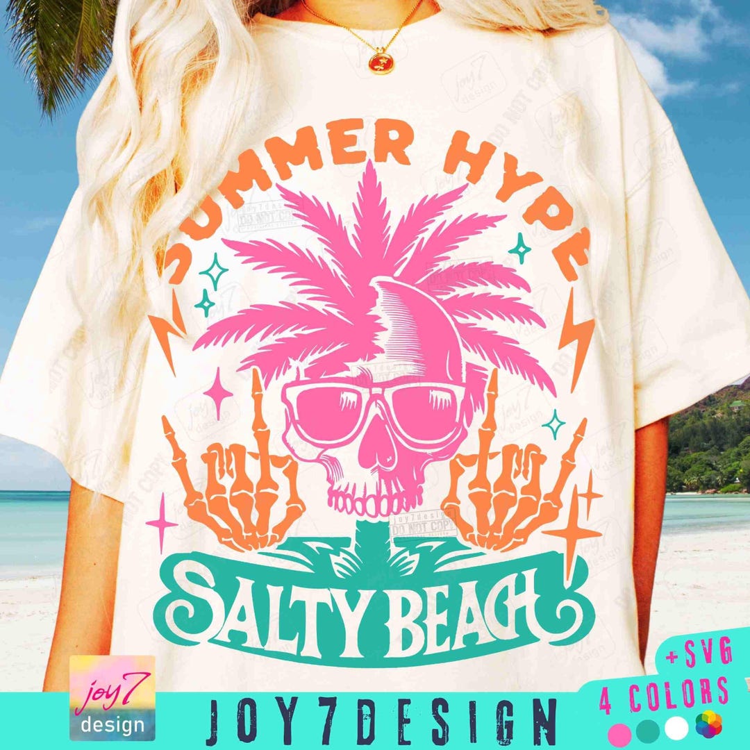 Summer Hype Salty Beach Retro SVG PNG Funny Summer Skeleton Svg Beach ...