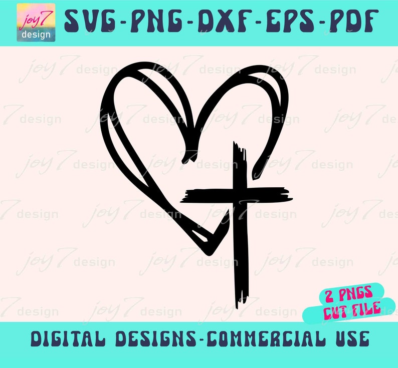 Cross in Heart SVG PNG Heart Cross Svg Heart Cross Png - Etsy