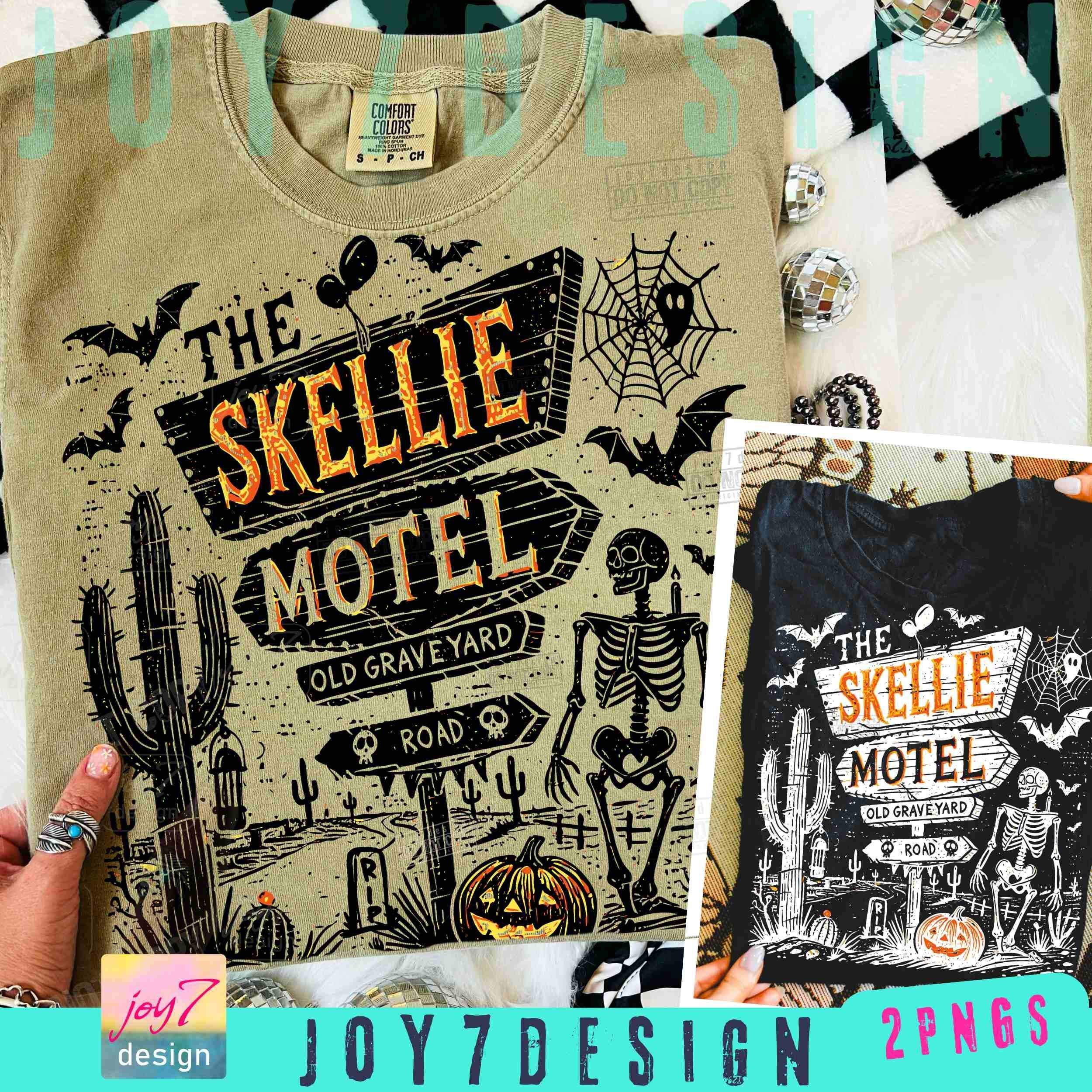 Skellie Motel Funny Halloween PNG Funny Skeleton Halloween Fall Png ...