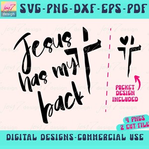 Jesus Has My Back SVG PNG, Front and Back Svg, Cross Heart Svg ...