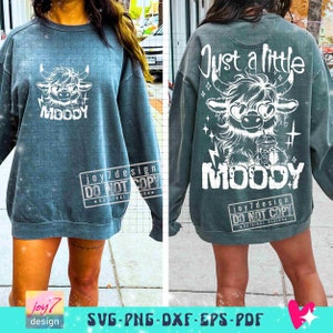 Just A Little Moody SVG PNG Funny Heifer Highland Cow Png Iced Coffee Funny Cow Png Retro ...