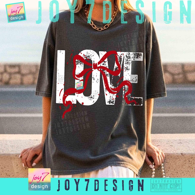 Love Bow PNG Coquette Valentine Distressed Preppy ORIGINAL Design ...