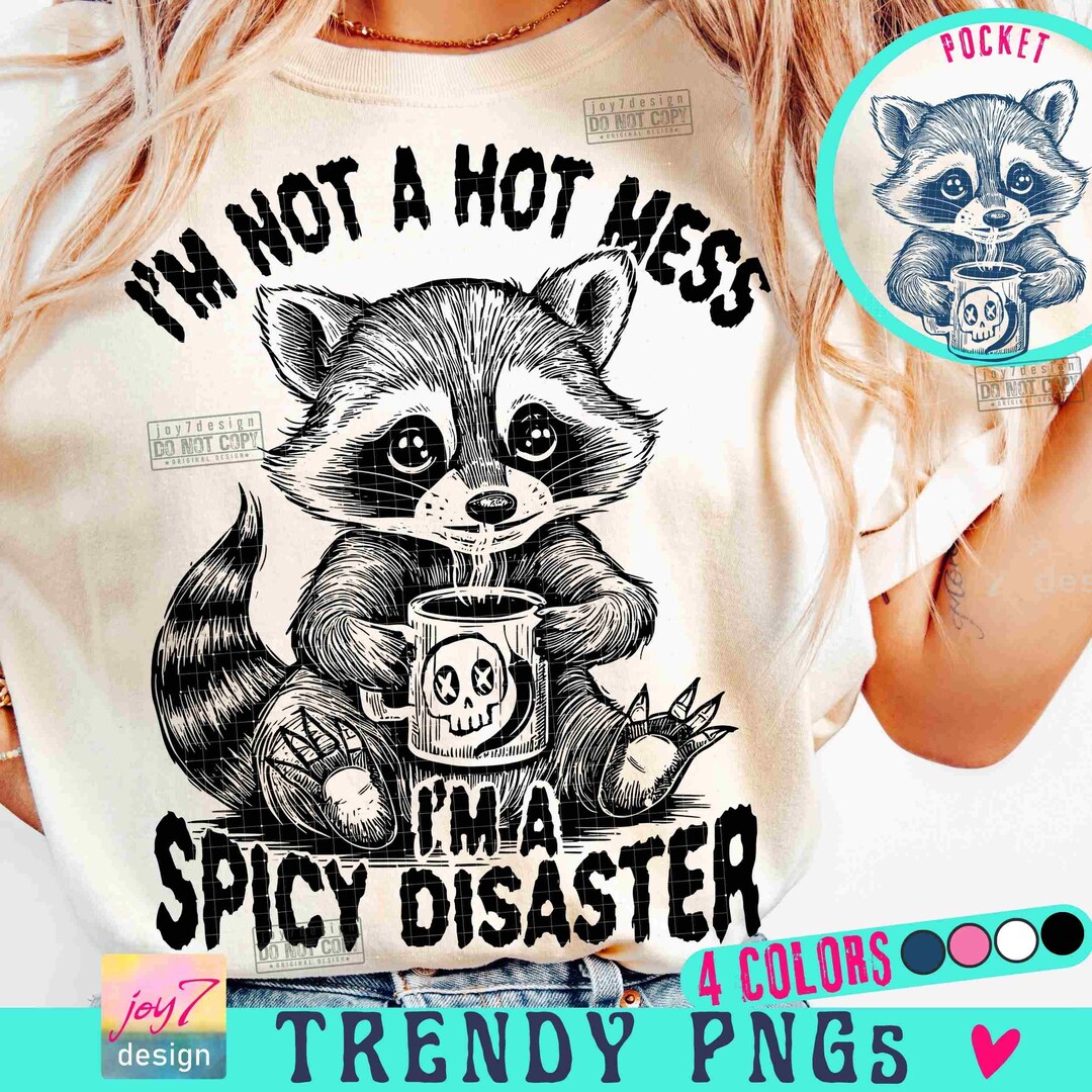 I'm Not A Hot Mess I'm A Spicy Disaster Funny Raccoon PNG Sarcastic ...