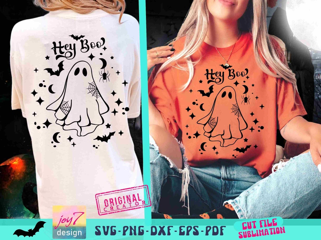 Retro Ghost SVG PNG Spooky Ghost Pvg Hey Boo Svg Cute Ghost Svg Fall ...