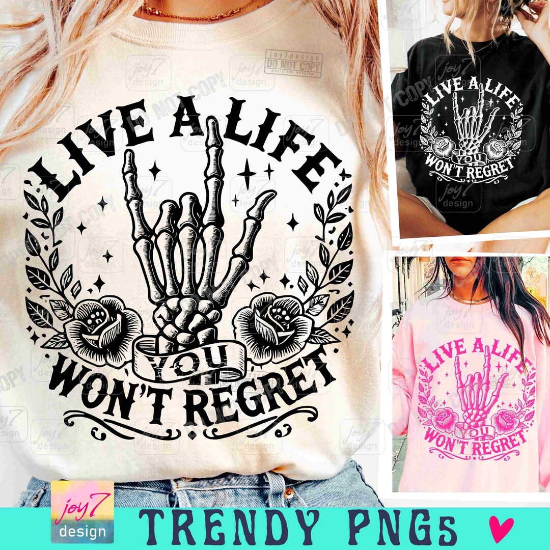 Live A Life You Won't Regret Positive Affirmation PNG Boho Motivational ...