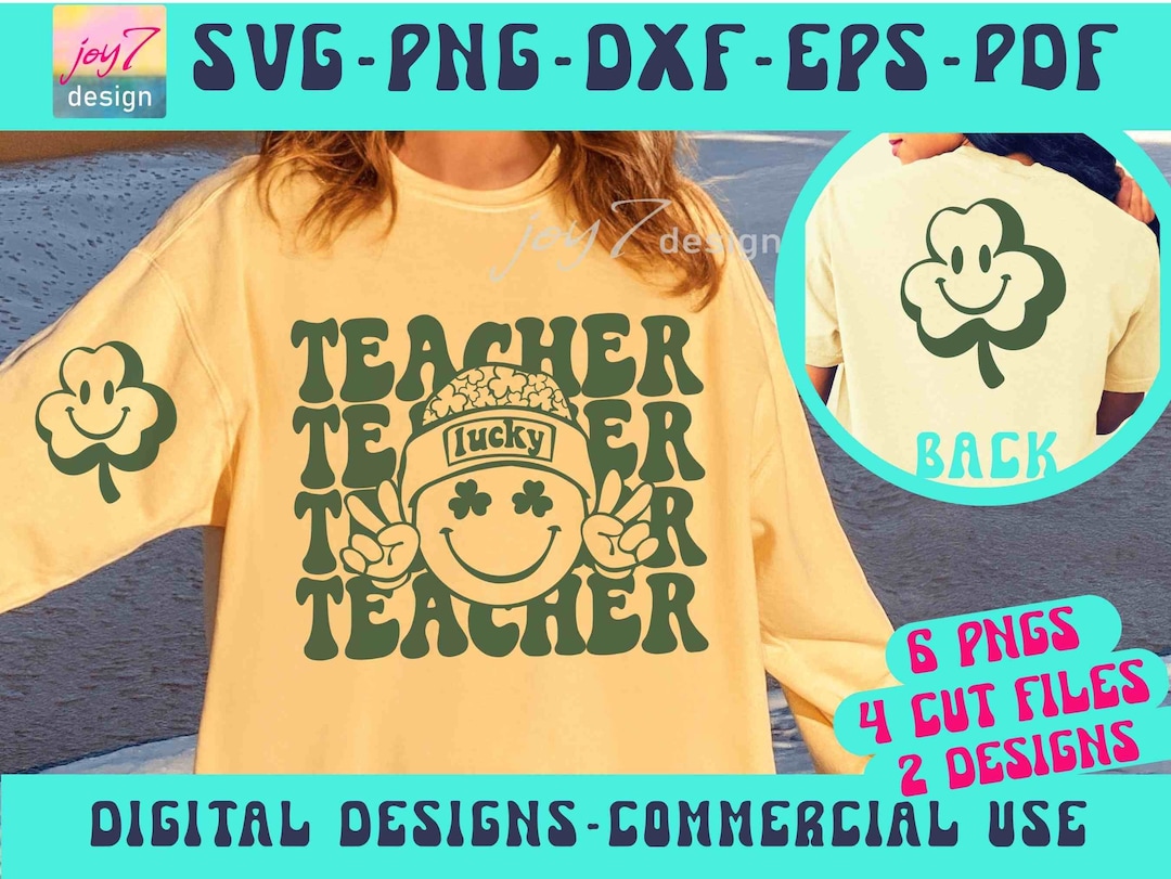Lucky Teacher PNG SVG, Teacher St Patricks Day Svg, Happy Face Png ...