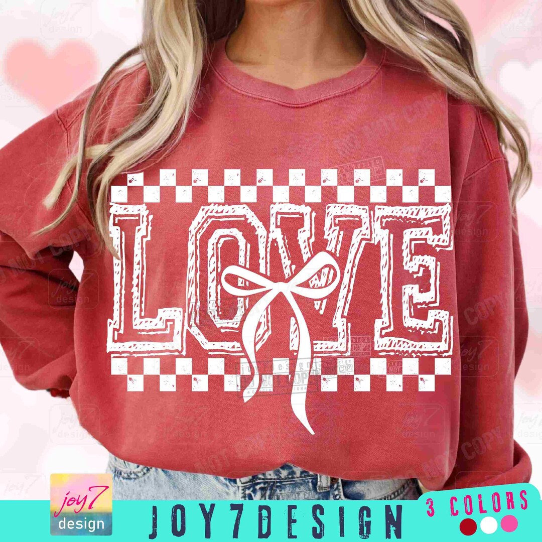 Retro LOVE Checker PNG Coquette Valentines Varsity Png Trendy Vday Cute ...