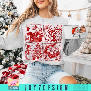 Vintage Retro Christmas PNG Cute Santa Reindeer Snowman Gingerbread Man ...