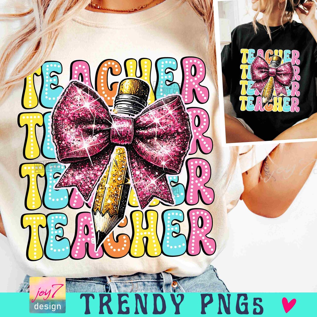 Retro Teacher PNG School Png Png Teacher Pencil Bow Coquette Teacher ...