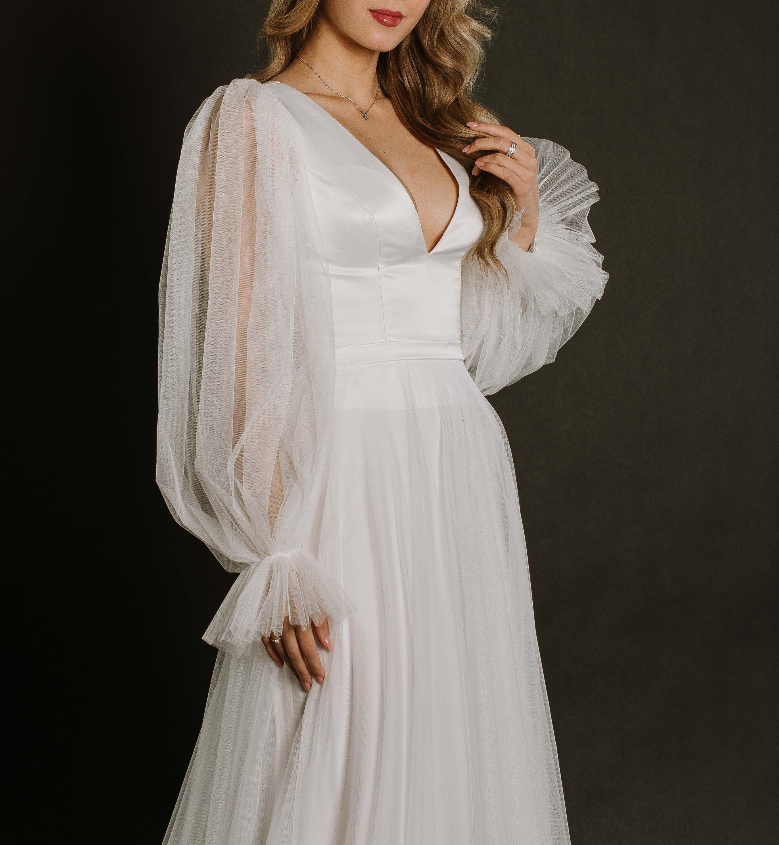 Detachable Tulle Bishop Sleeves: Bridal Wedding Sleeves Add-on - Etsy