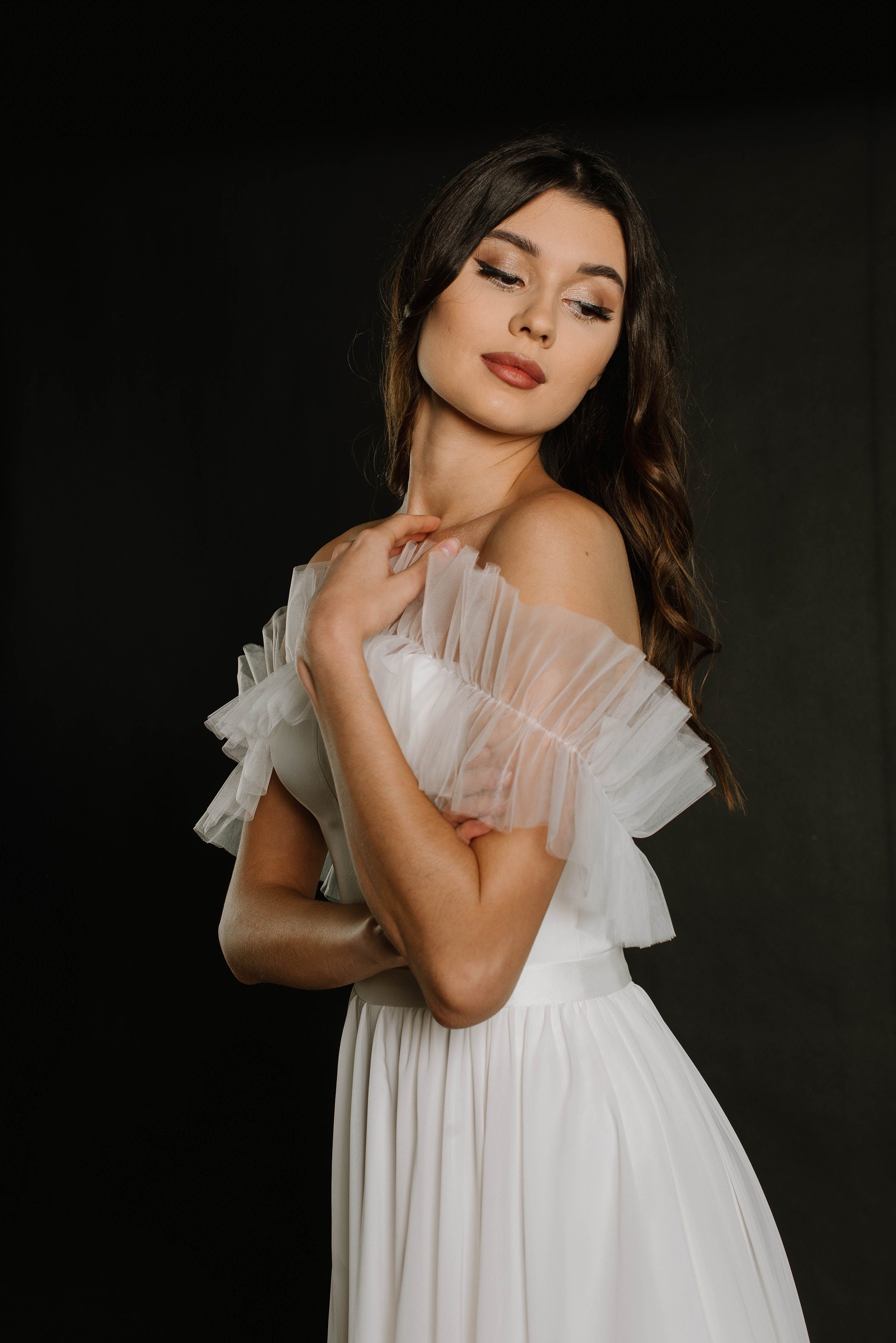 Detachable Wedding Dress Straps Off Sleeves White Off Shoulder Straps Tulle White Straps