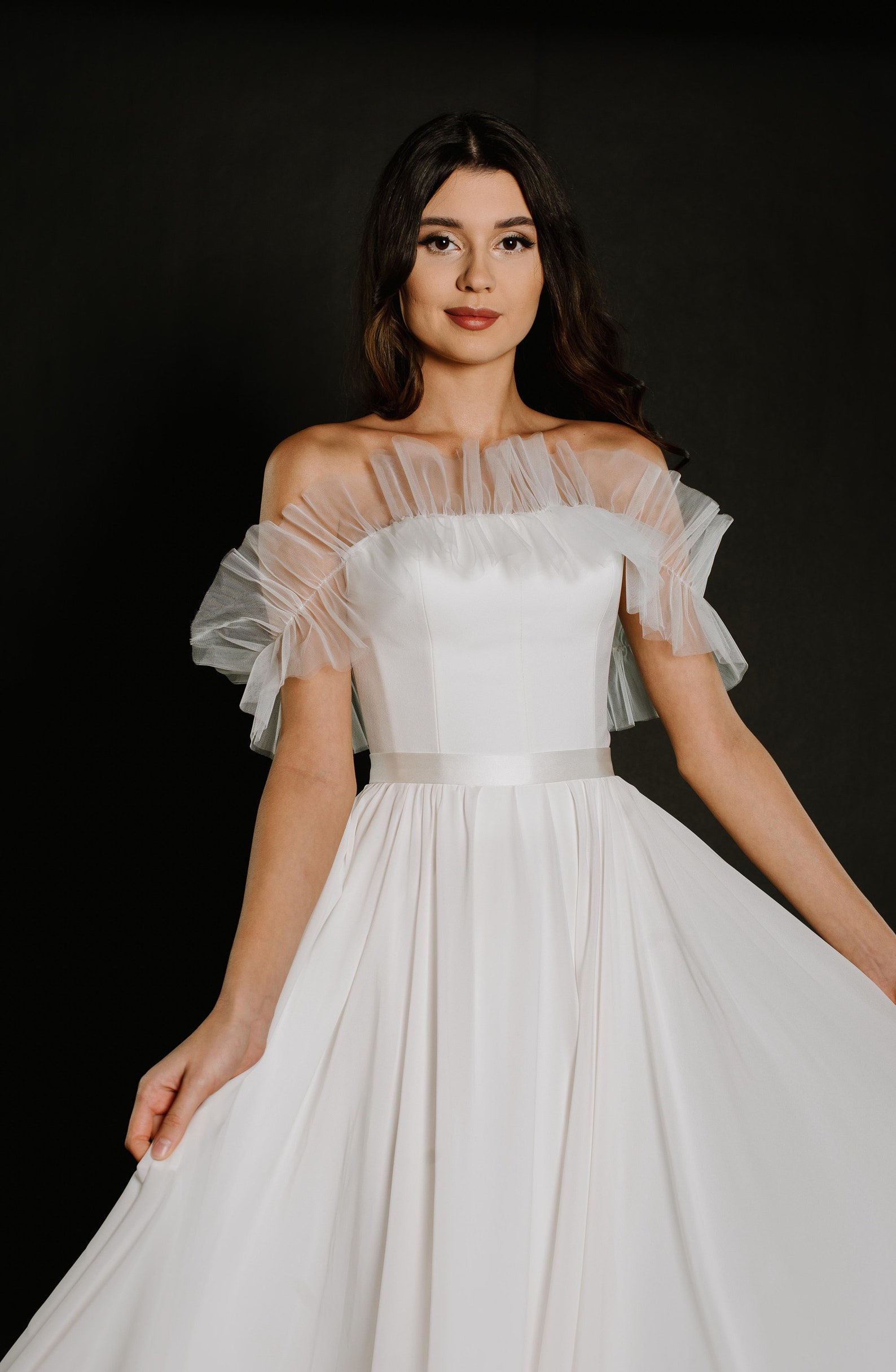 Detachable Wedding Dress Straps Off Sleeves White Off Shoulder Straps Tulle White Straps