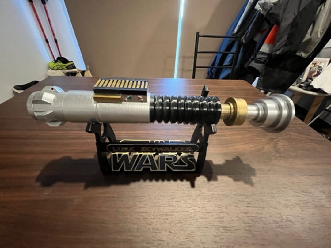 Luke Skywalker Light Sabre With Kyber Crystal on a Custom Stand - Etsy